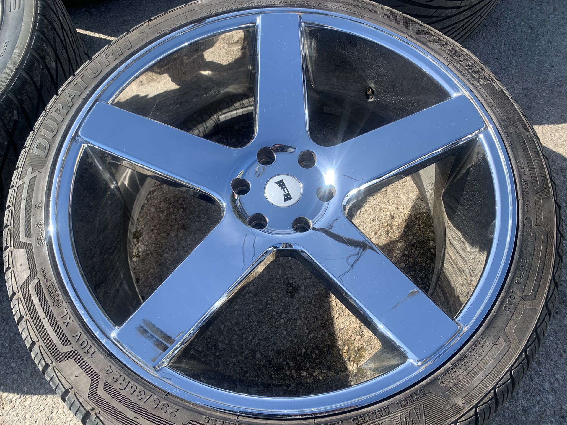 24” Chrome DFD Baller Rims And Tires 6 Lug Wheels 6x135 Bolt pattern ...