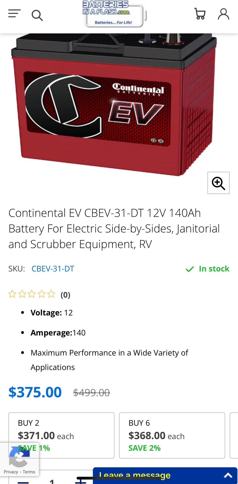 New Continental AGM Deep Cycle (Group 31) EV CBEV-31-DT 12V 140Ah ...