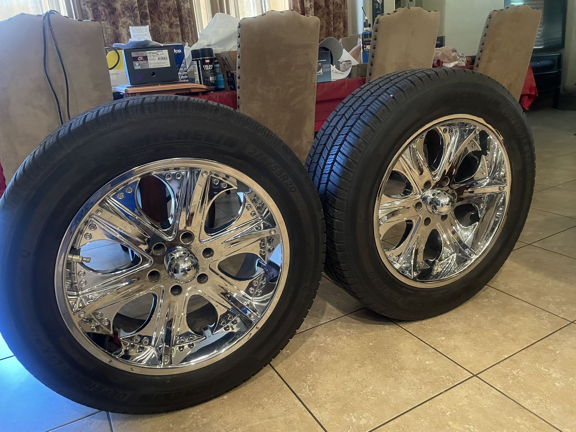 Akuza Exploit Chrome Plated 20 Inch Rims Set of Four with Michelin ...