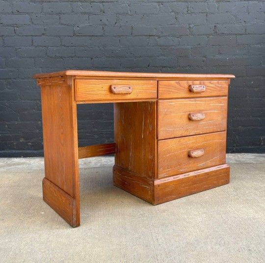 Antique Western Rustic Americana Oak Writing Desk, c.1950’s for Sale in ...