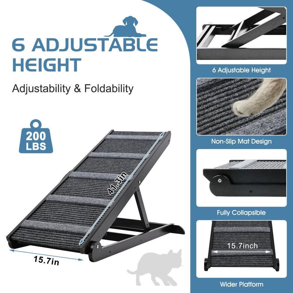 Dog Ramp for Pet, Car Ramp, Folding 6 Level Pet Ramp Dog Stairs Cat ...