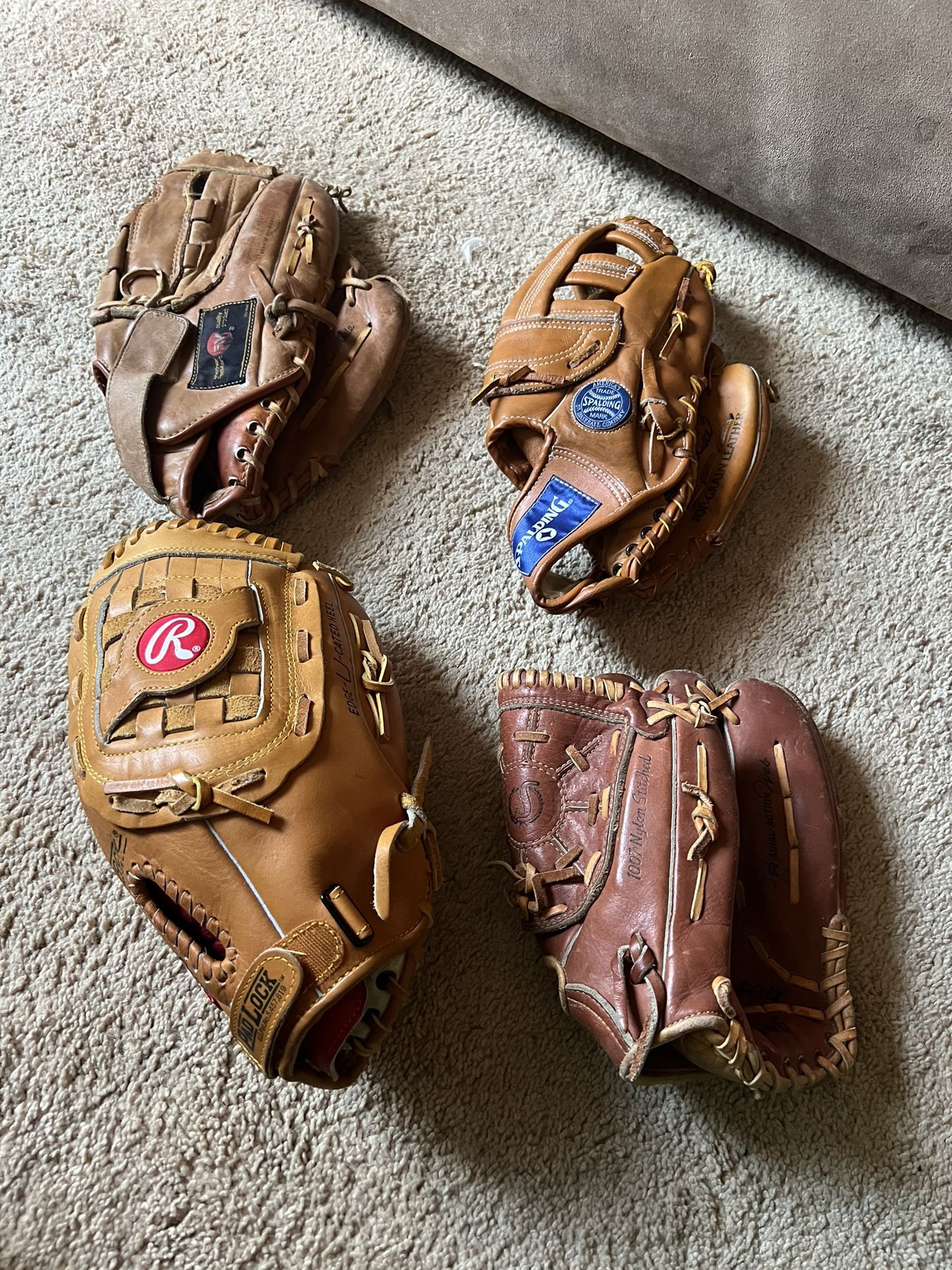 Rawlings Wilson Adult And Kids Youth Baseball Gloves Right Handed Thrower Right RHT One Lefty ...