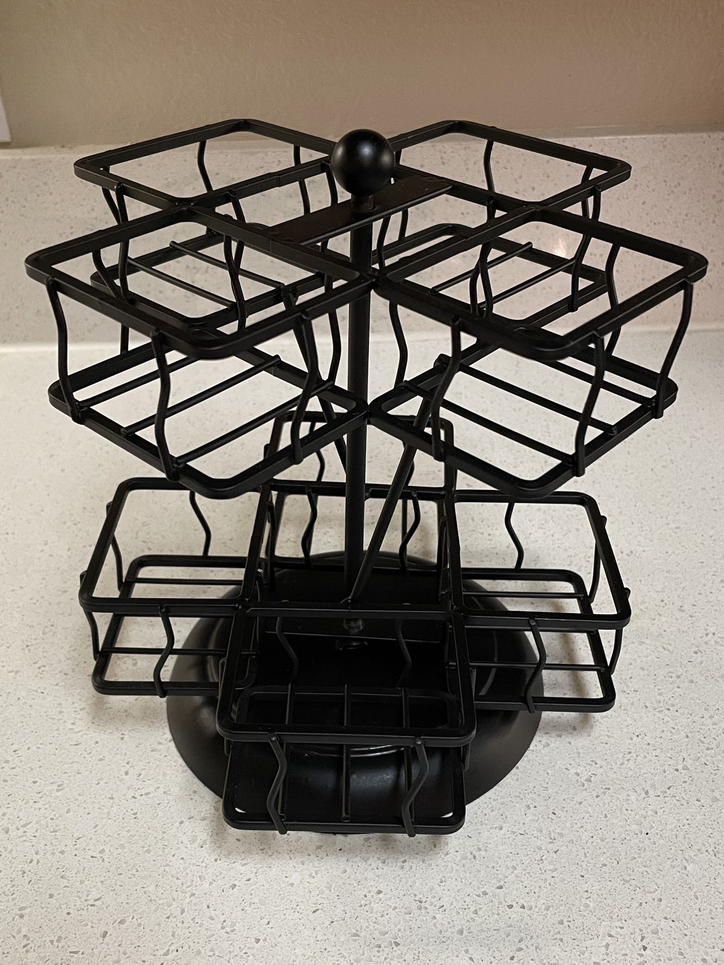 Black Rotating Tea Bag Organizer With 4-Tier Wire Basket Design for ...