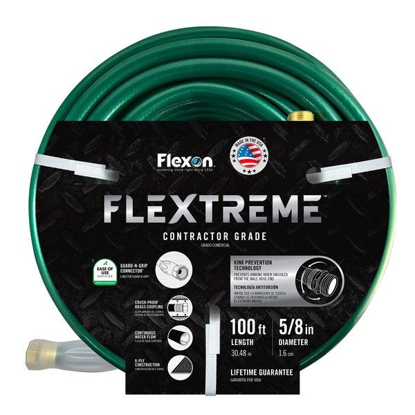 New Flexon 5/8 in. x 100 ft. Contractor Grade Hose with Guard & Grip ...