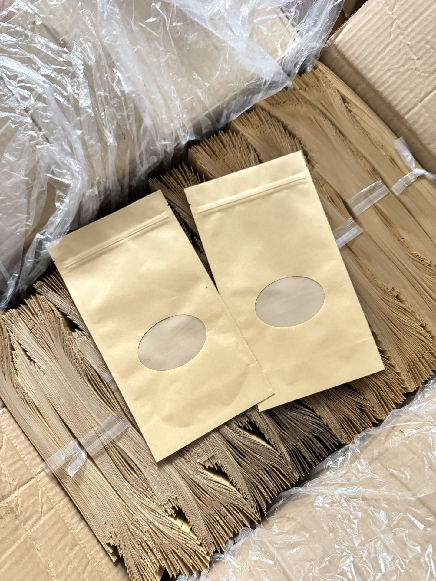 Kraft Stand-Up Barrier Pouches with Window - 6 x 11 x 3" for Sale in ...