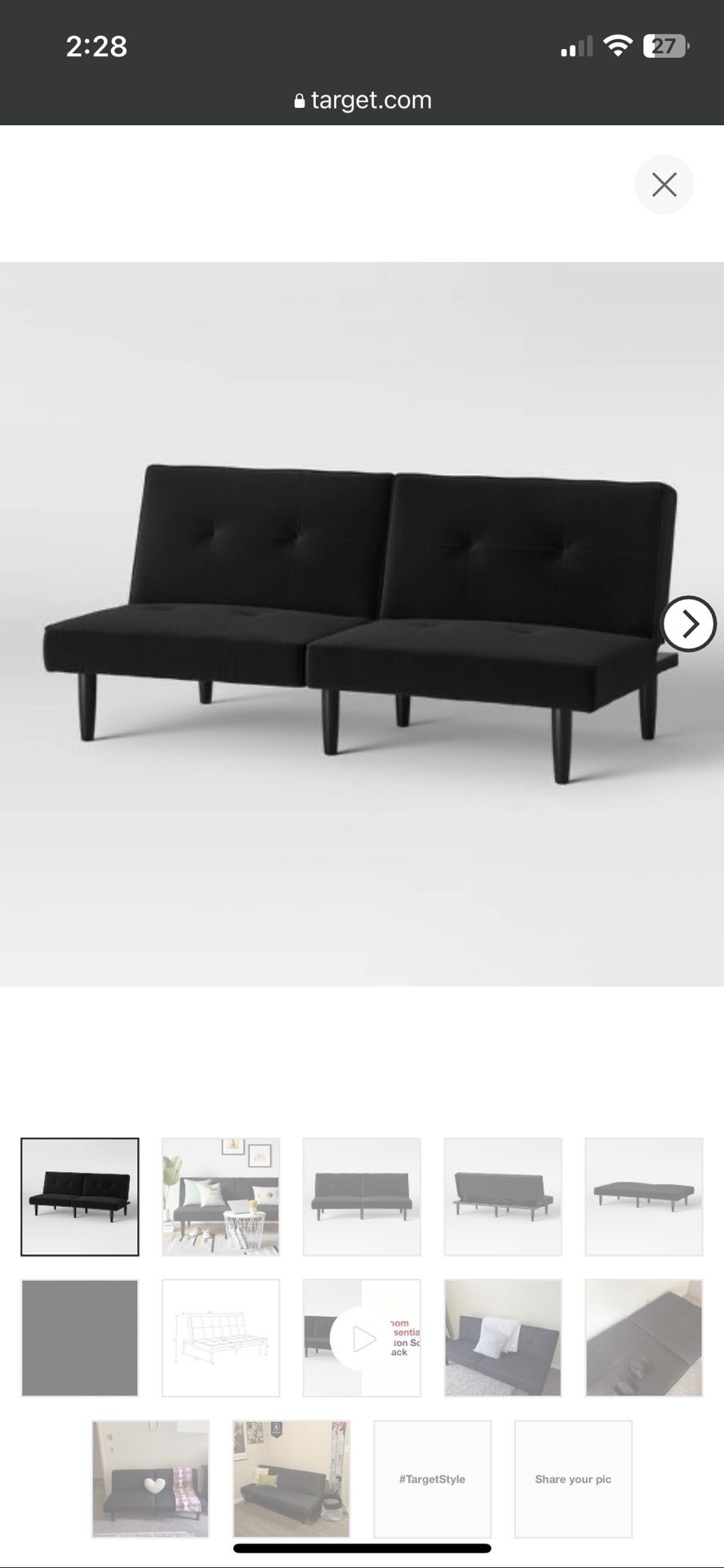 Room Essentials Futon - Black for Sale in San Antonio, TX - OfferUp
