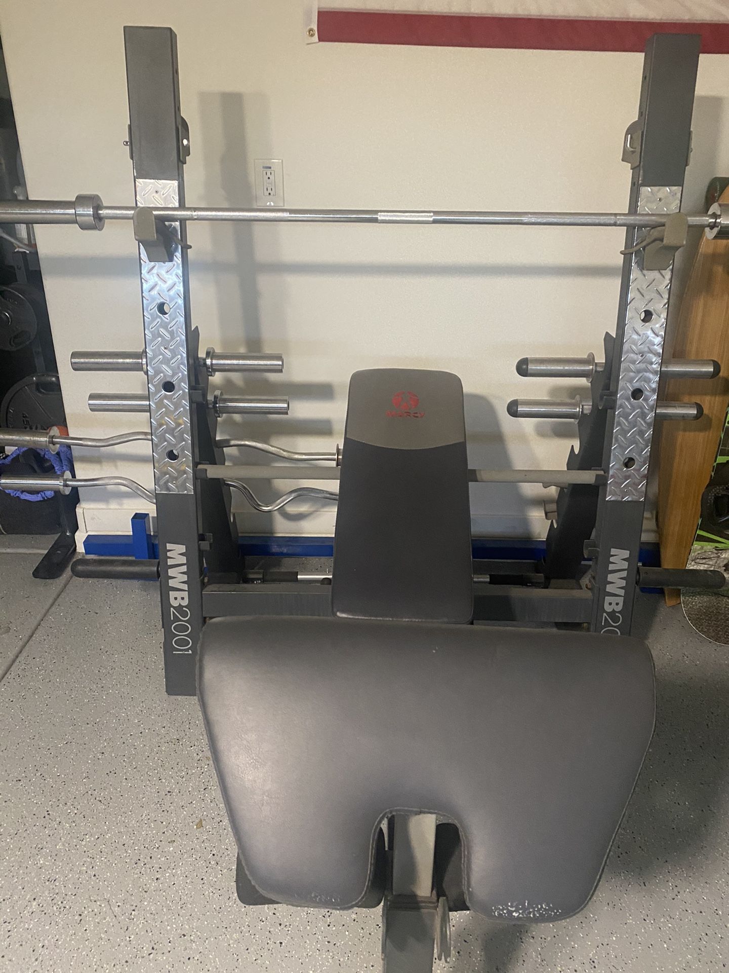 Workout Bench With Multiple Bars And Weights for Sale in Mesa, AZ - OfferUp