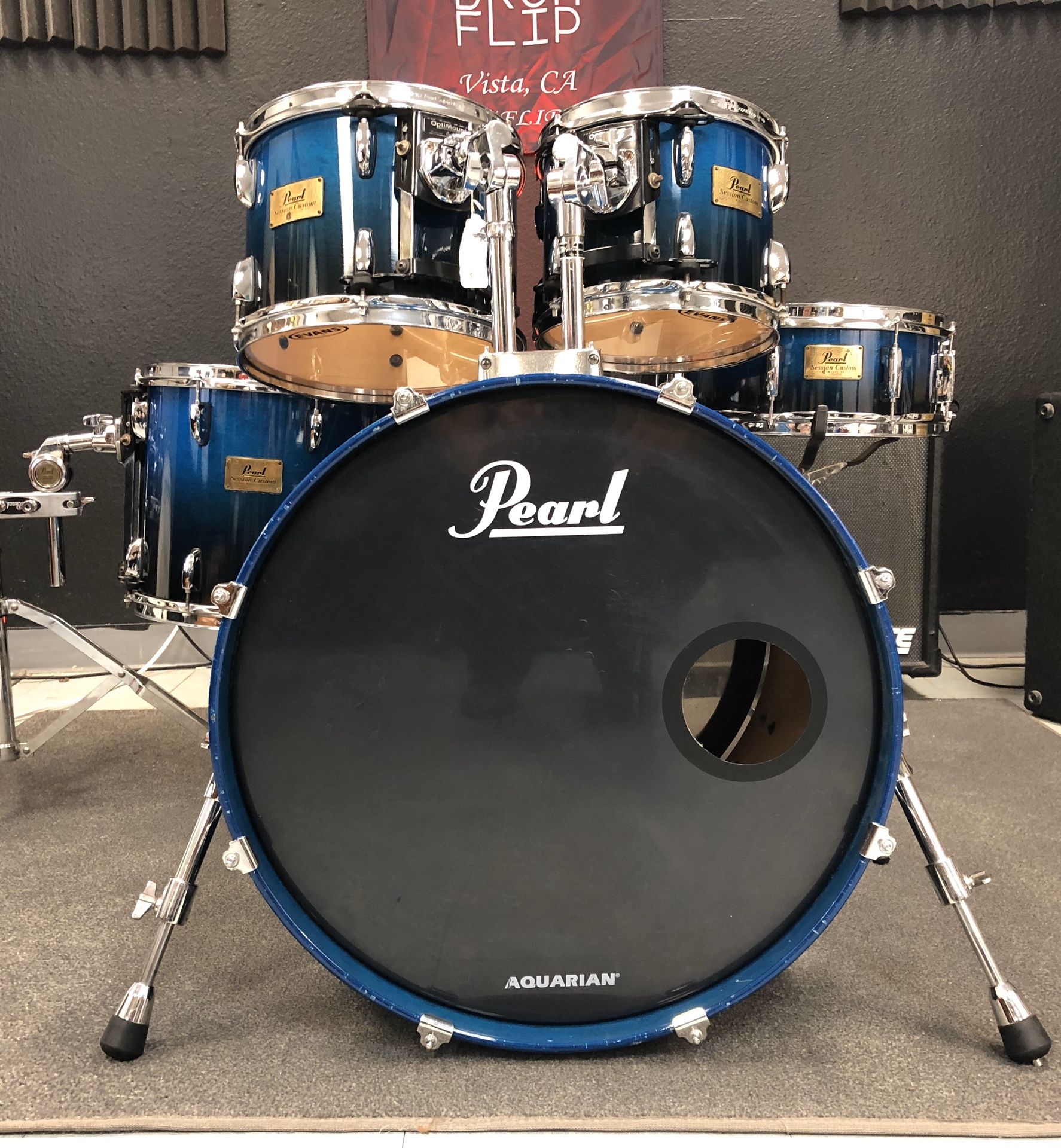 Pearl Session Custom Caribbean Blue 5pc Drum Set for Sale in Vista, CA ...