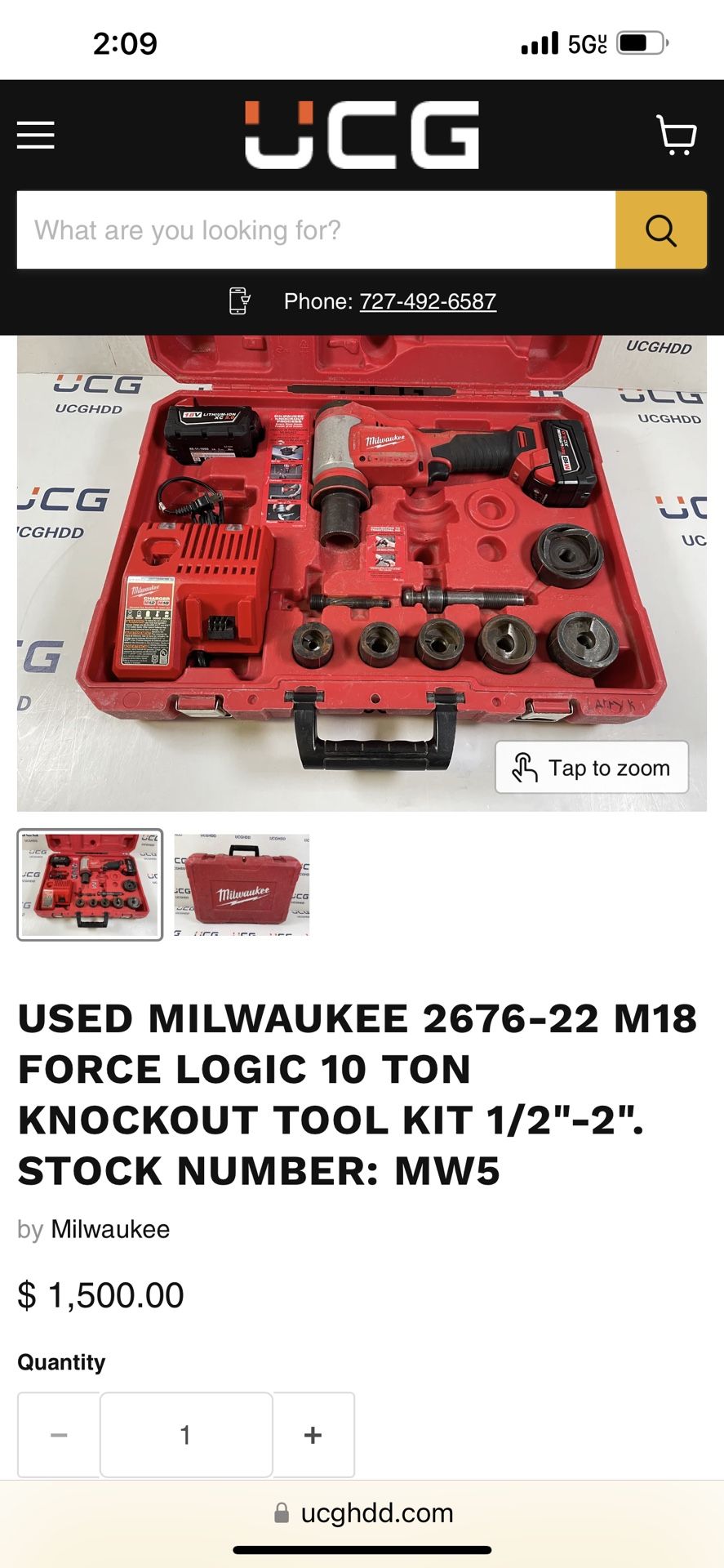 Milwaukee 2677-21 M18 FORCE LOGIC 6T Knockout Tool 1/2" - 2" Kit for ...