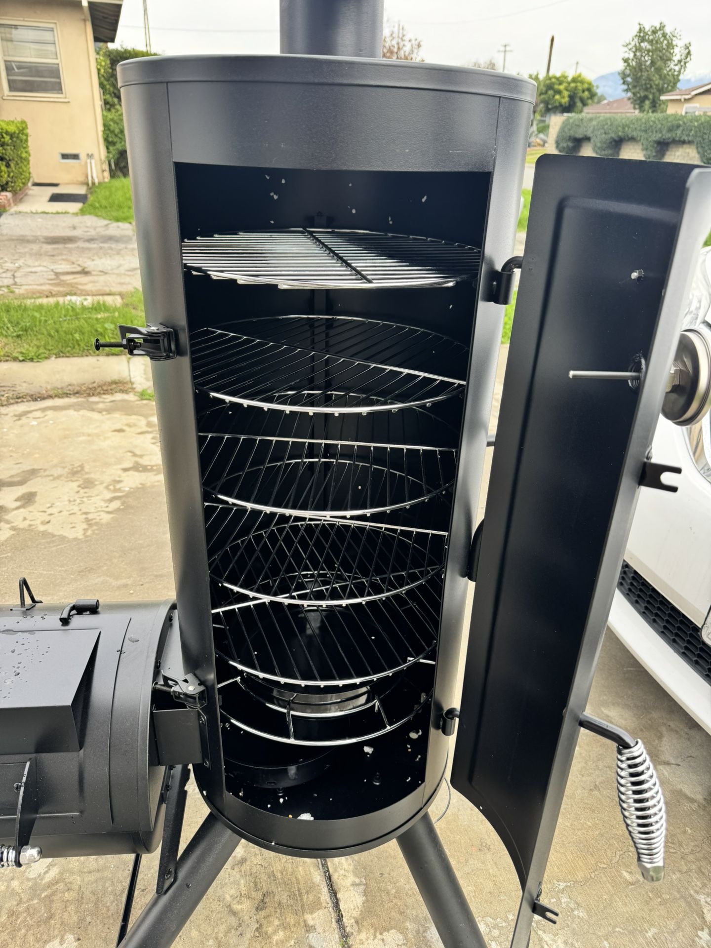 Charcoal Vertical Smoker Grill and Offset Smoker Grill Combo, Extra ...