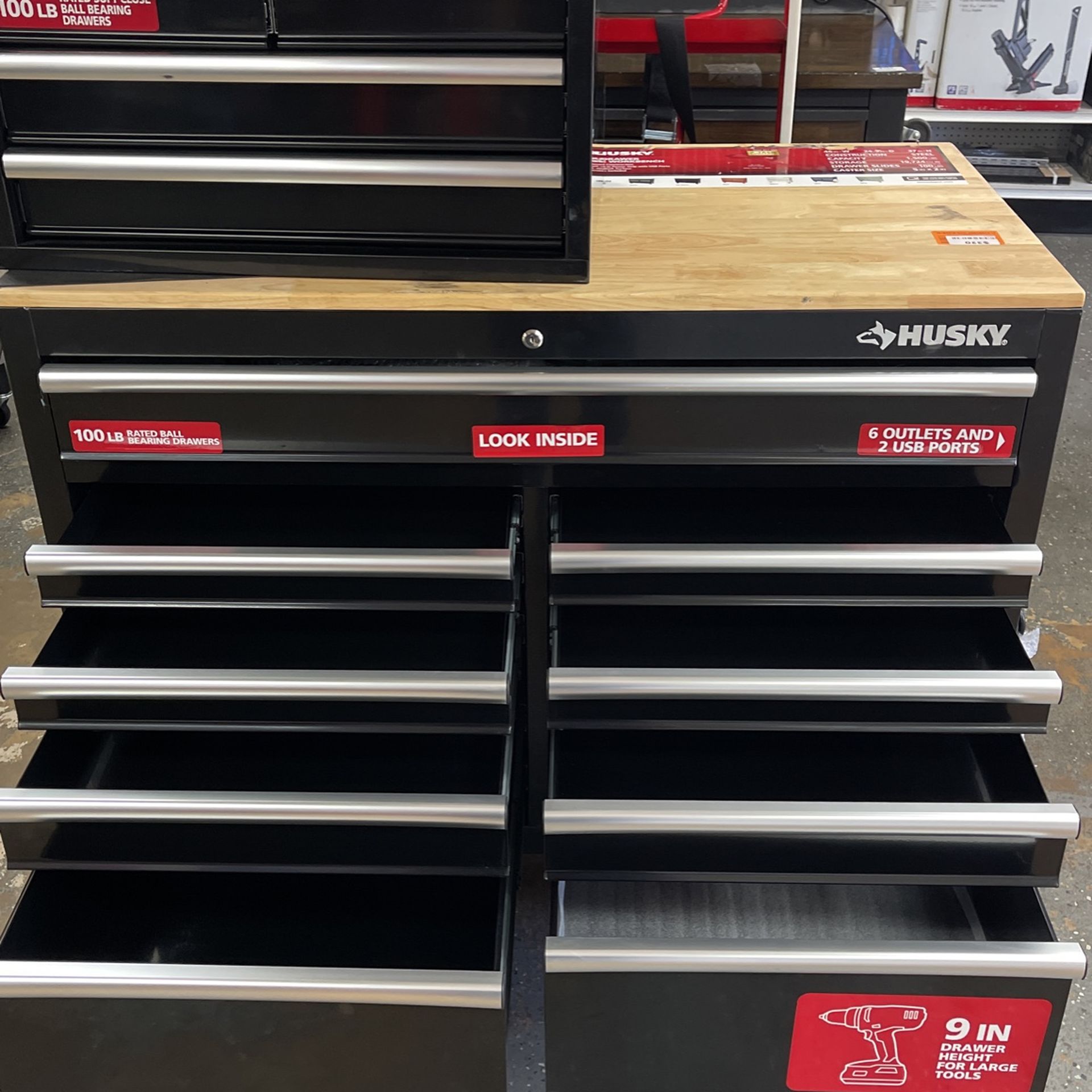 46 in. W x 24.5 in. D Standard Duty 9-Drawer Mobile Workbench Cabinet ...