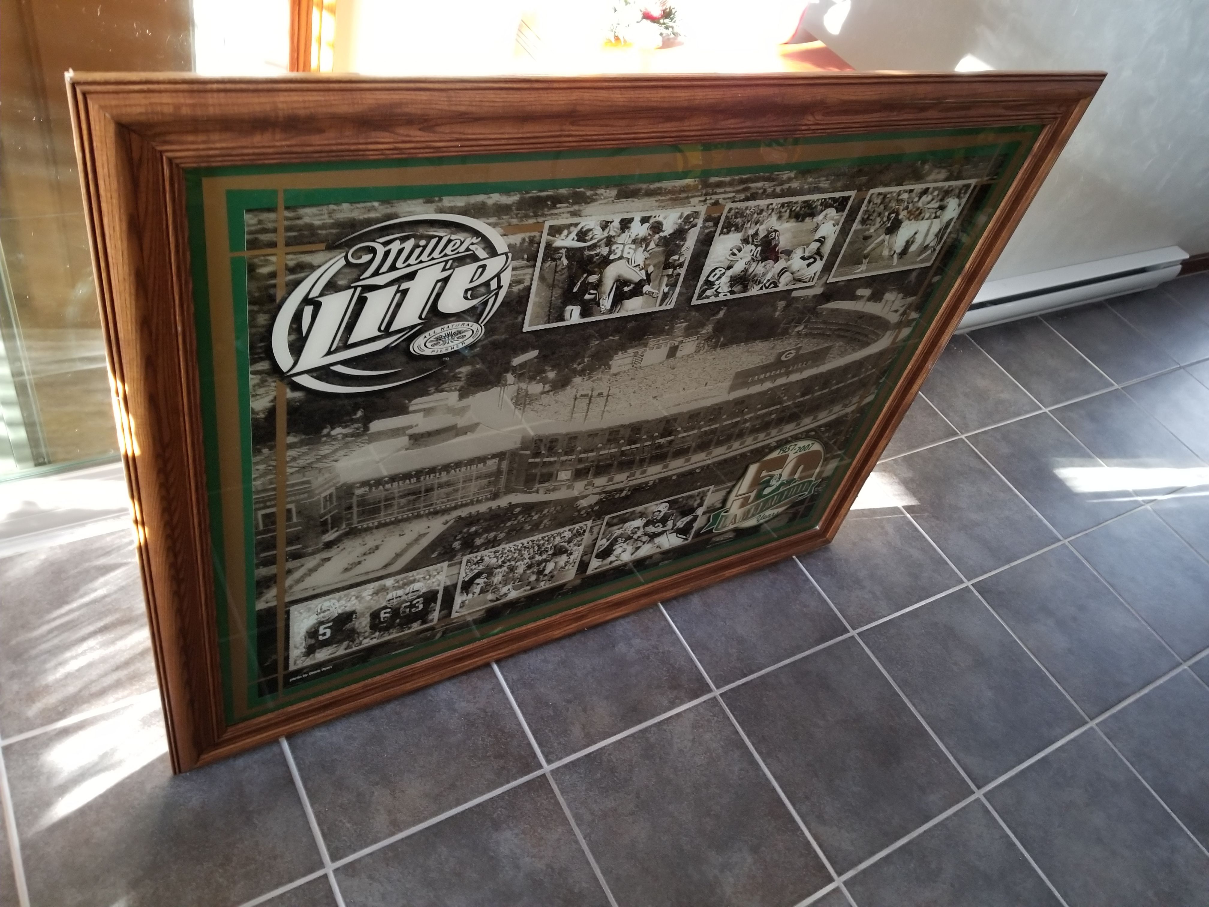 Miller Lite Packer Mirror 50th Anniversary of Lambeau Field for Sale in ...