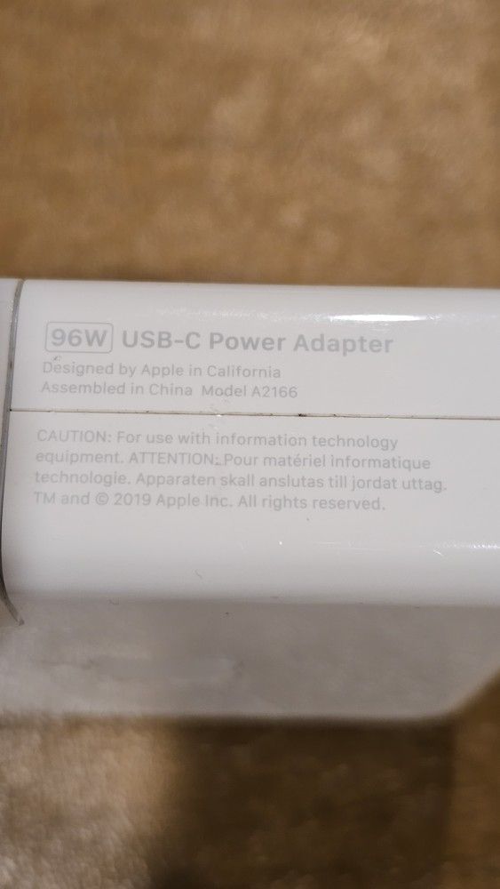Apple A2166 USB Type C Charger 96W for MacBook Pro for Sale in ...