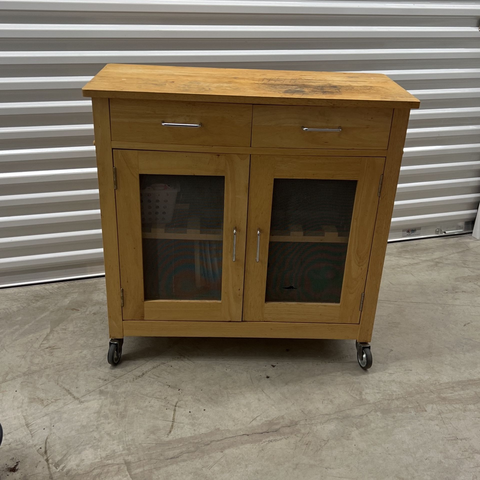 Wooden Rolling Buffet Cart, Wine Cabinet, Kitchen Island, Prep Table ...