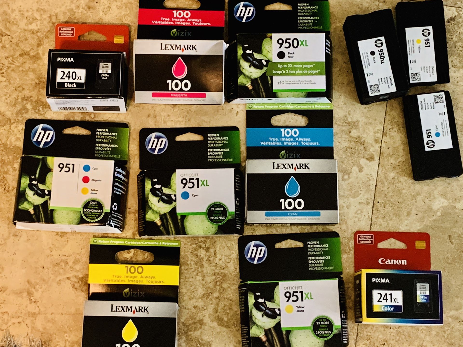 HP Hewlett Packard ink 950-951, canon ink 241-241, lexmark ink 100 ...