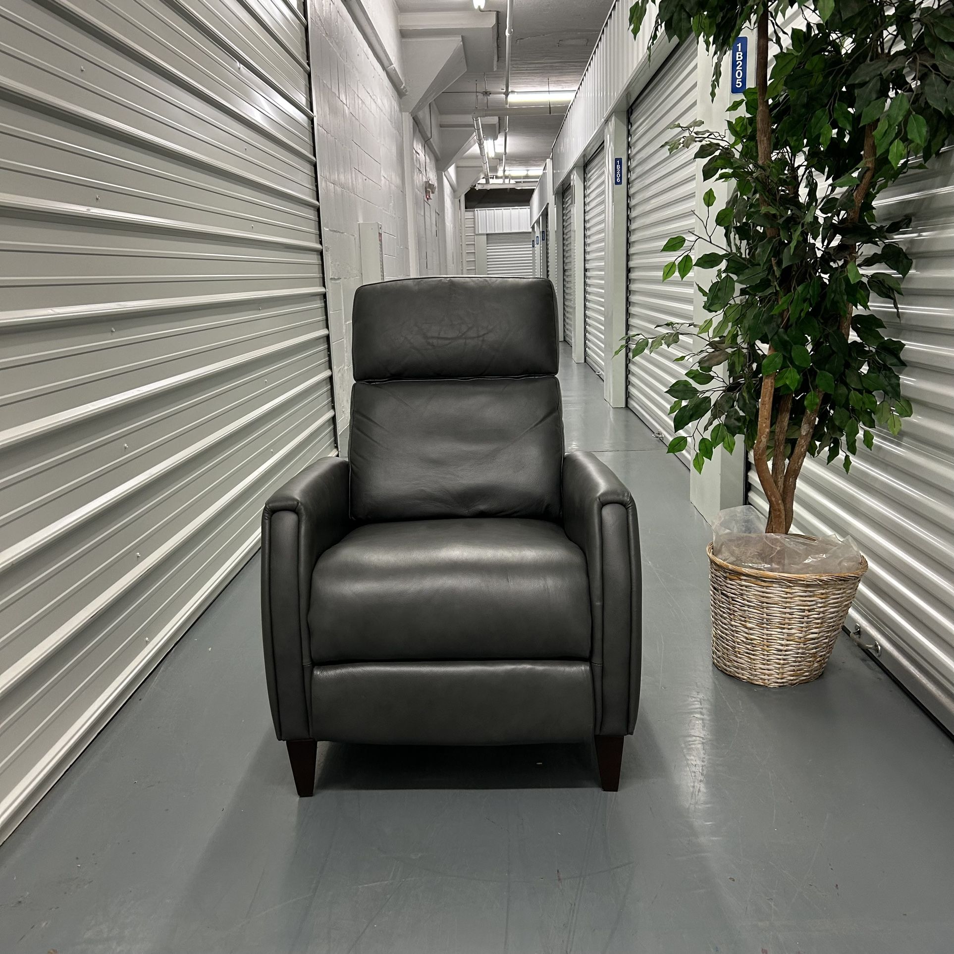 FREE DELIVERY - NEW Decklyn Leather Pushback Recliner - Gray for Sale ...