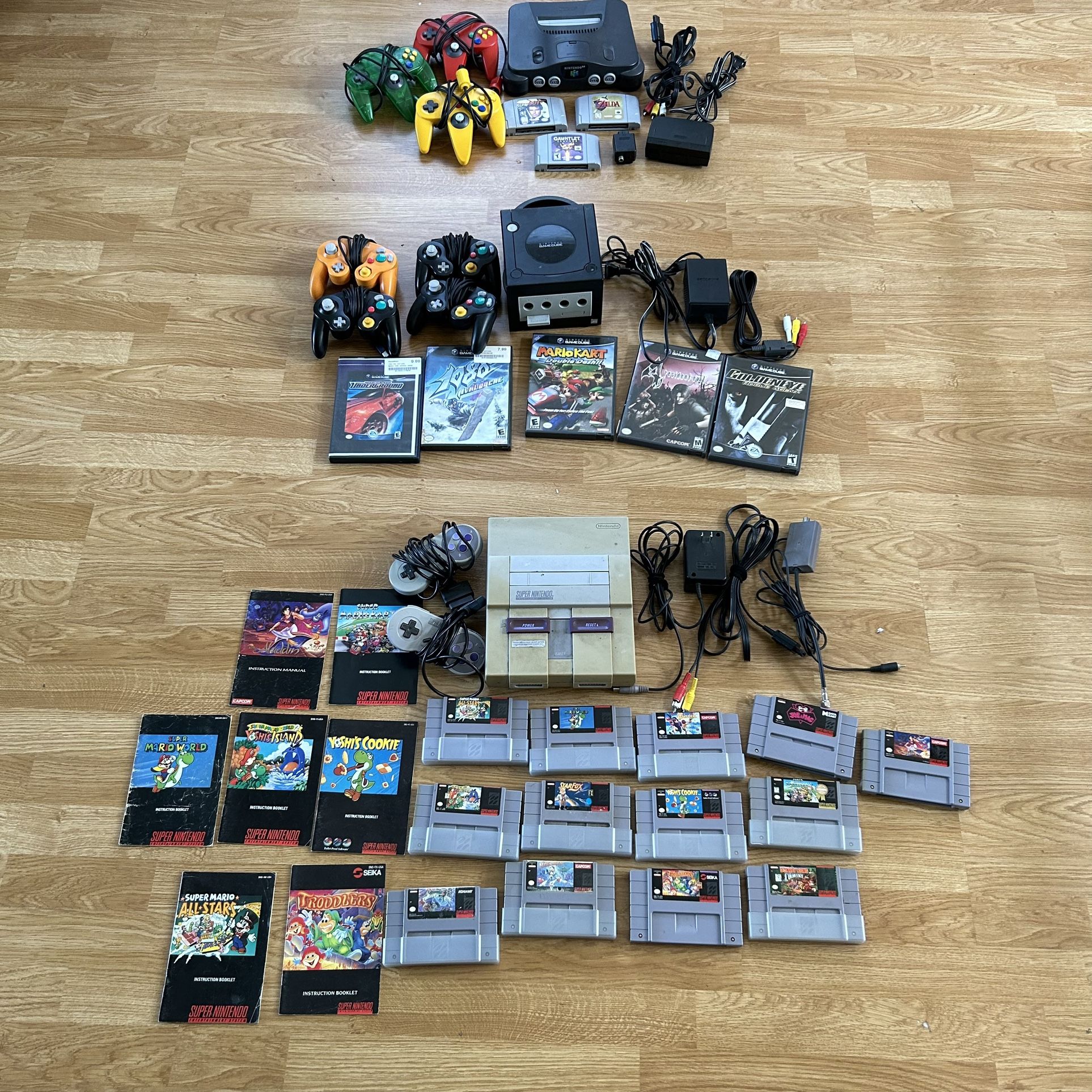 Nintendo 64 SNES GameCube Bundle With Consoles Controllers And Games ...