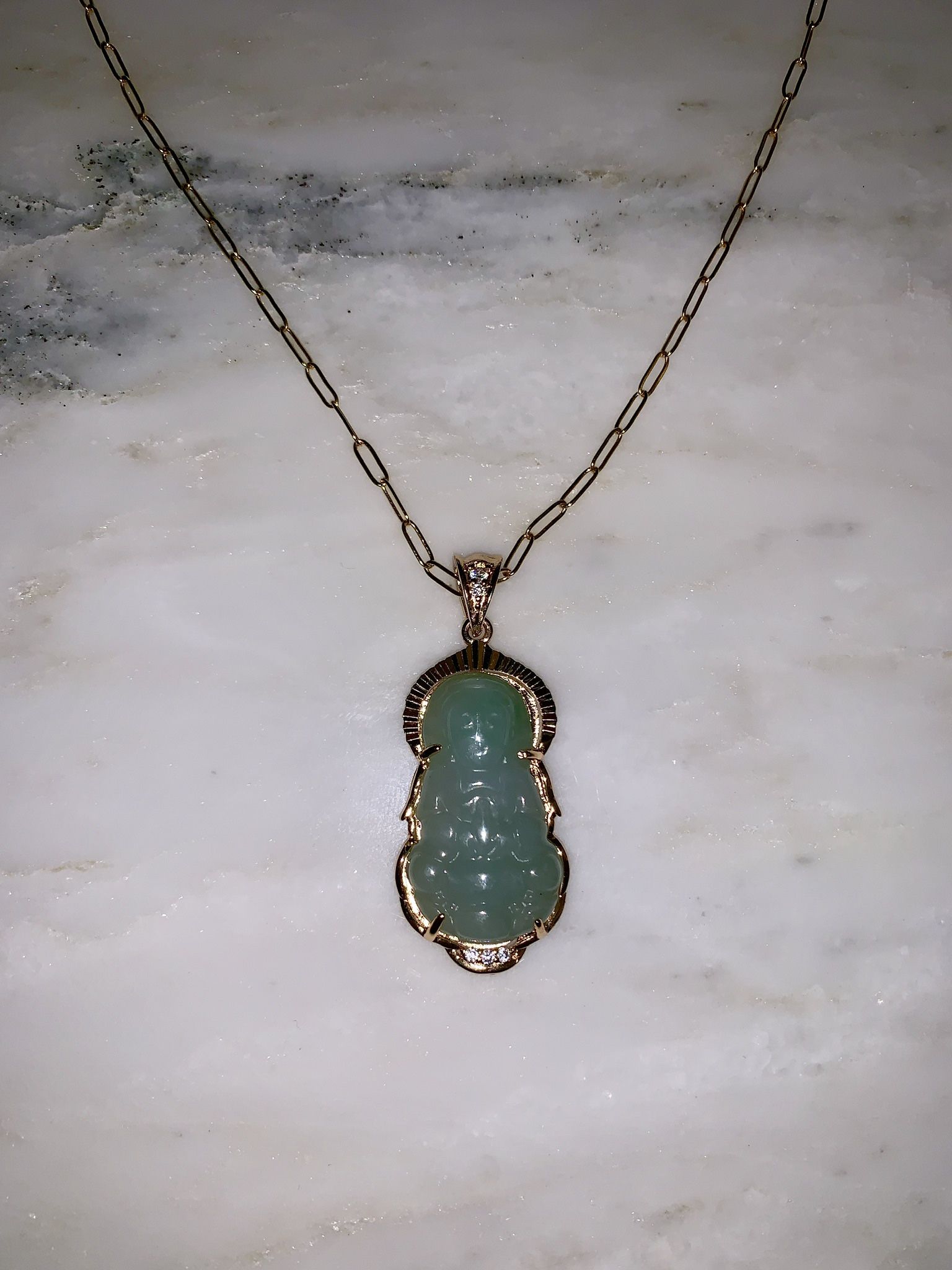 Light Jade Gold Plated Buddha Necklace for Sale in Detroit, MI - OfferUp