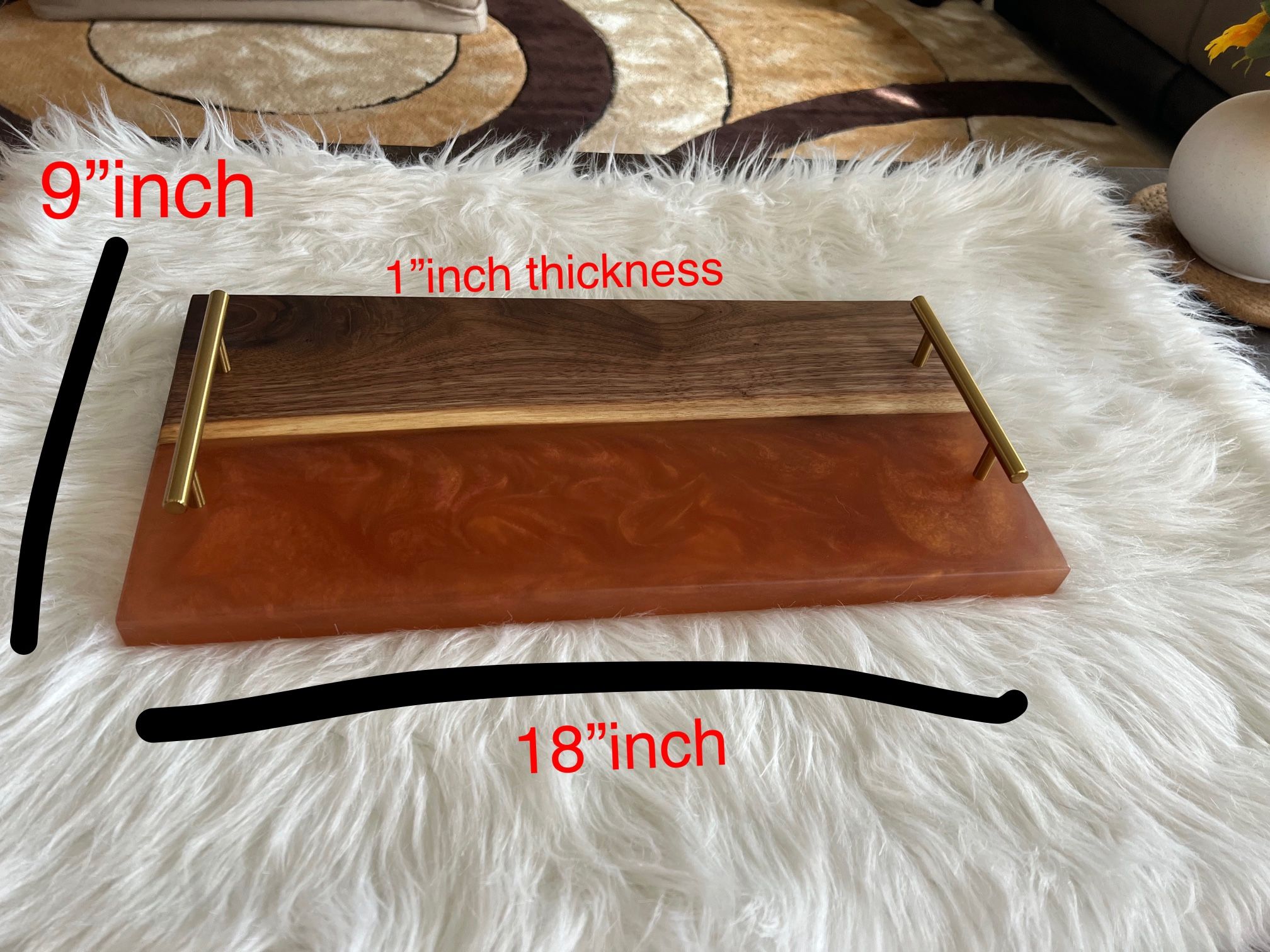 Charcuterie Board/ serving Board Handmade black walnut wood and orange ...