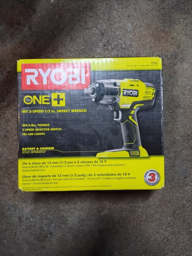 RYOBI 3 SPEED ONE+ 18V 3-SPEED 1/2 in. IMPACT WRENCH RYOBI IN 300 ft ...