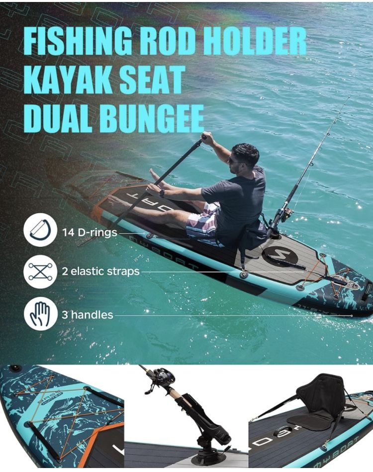 MYBOAT 11'6"×34"×6" Extra Wide Inflatable Paddle Board, Stand Up Paddle Board for Fishing, Sup ...