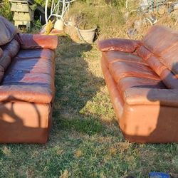 The Leather Factory Pair Of 8ft Brown Leather Couches Made In U.S.A for Sale in Whittier CA OfferUp