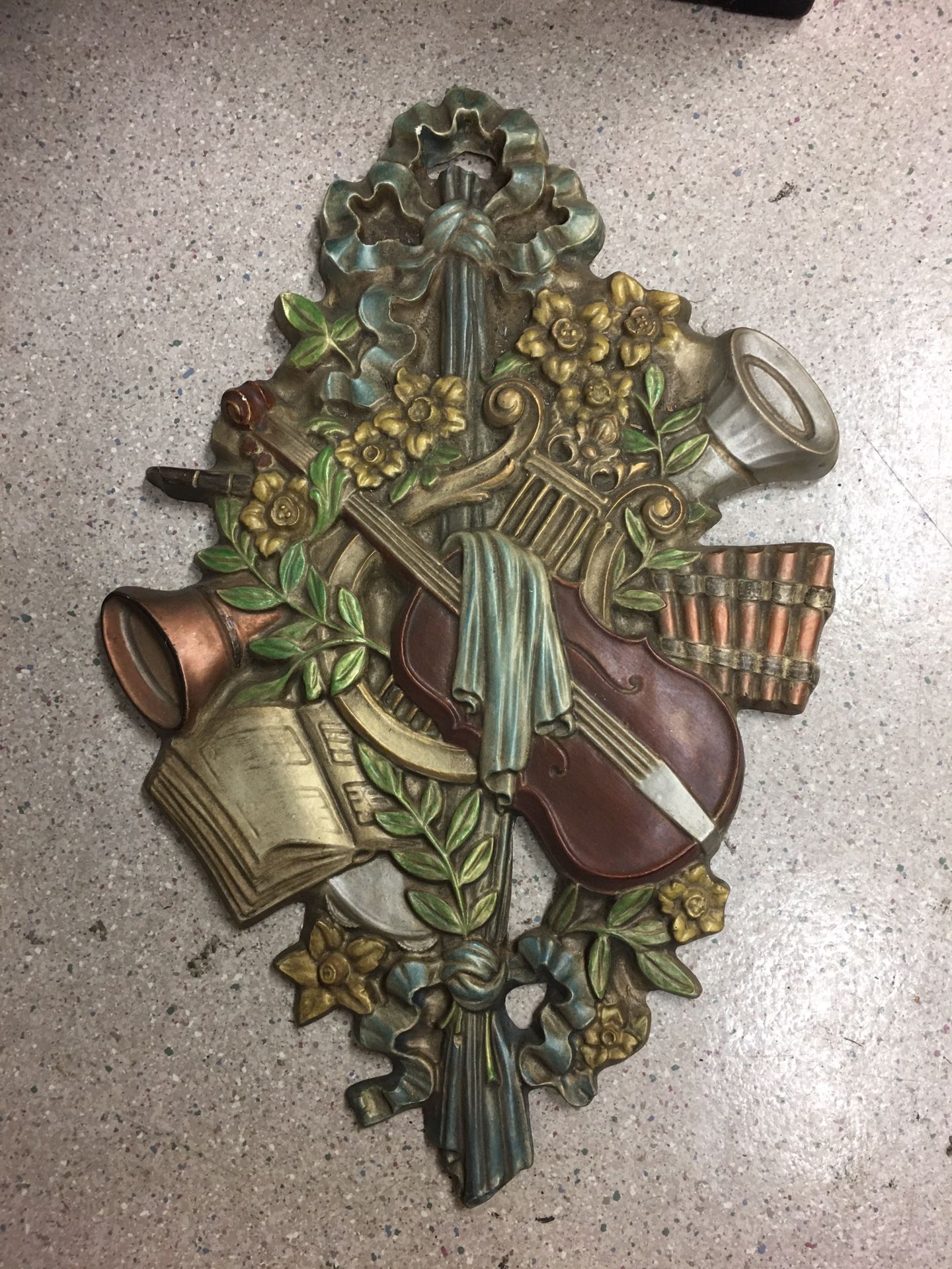 Plaster Music Wall Hanging Decoration Violin Harp Lute Horn Greek Roman ...