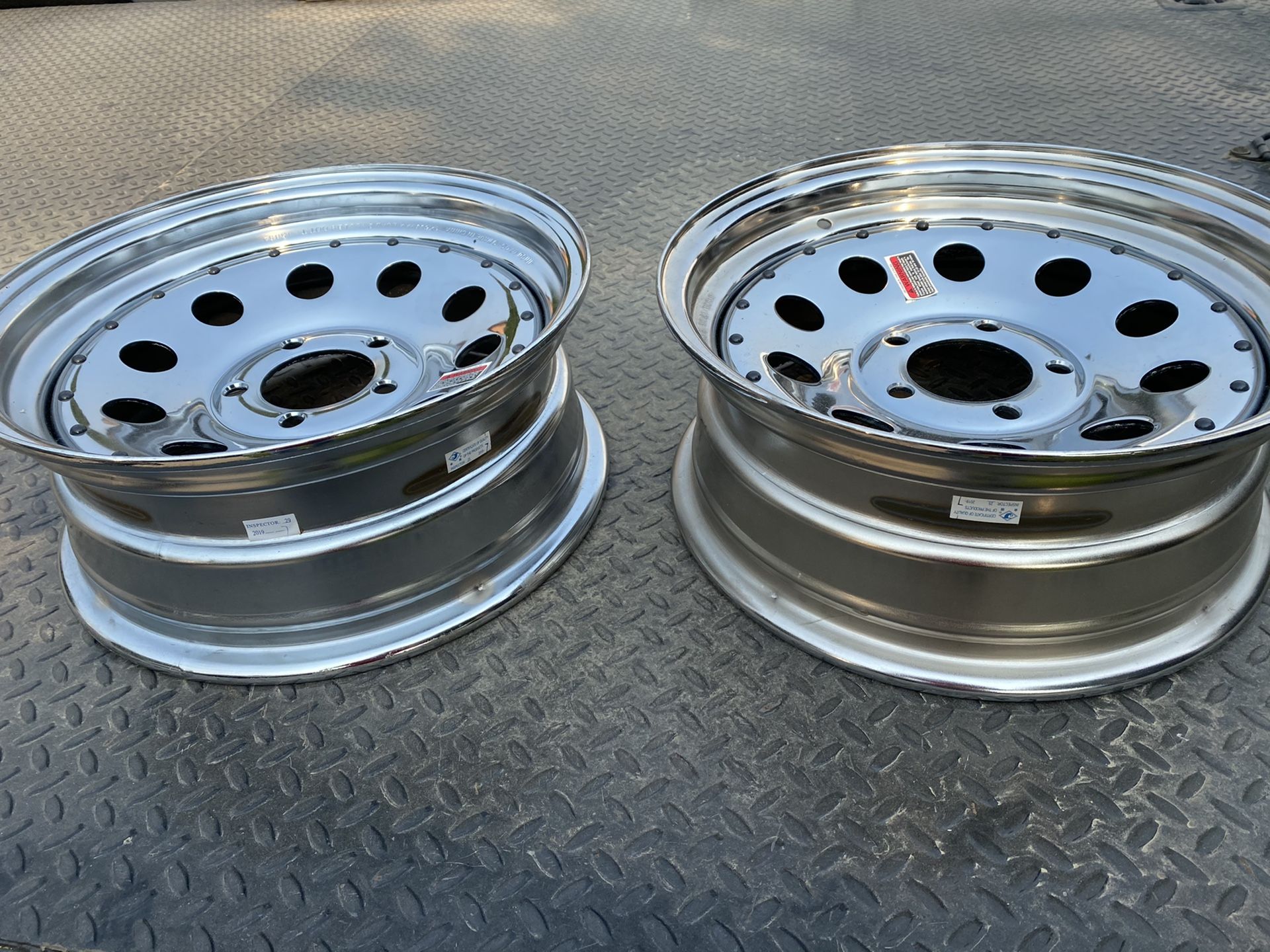 2-Pack Trailer Wheel 15x6 5 Lug on 4 5/8” . Chrome Modular w/Rivets for ...