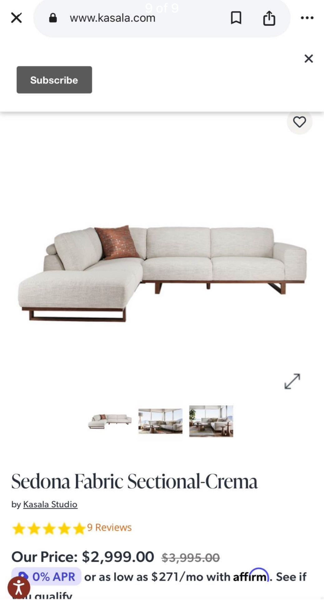 Kasala Sedona Fabric Sectional-Crema| FREE DELIVERY for Sale in Federal ...