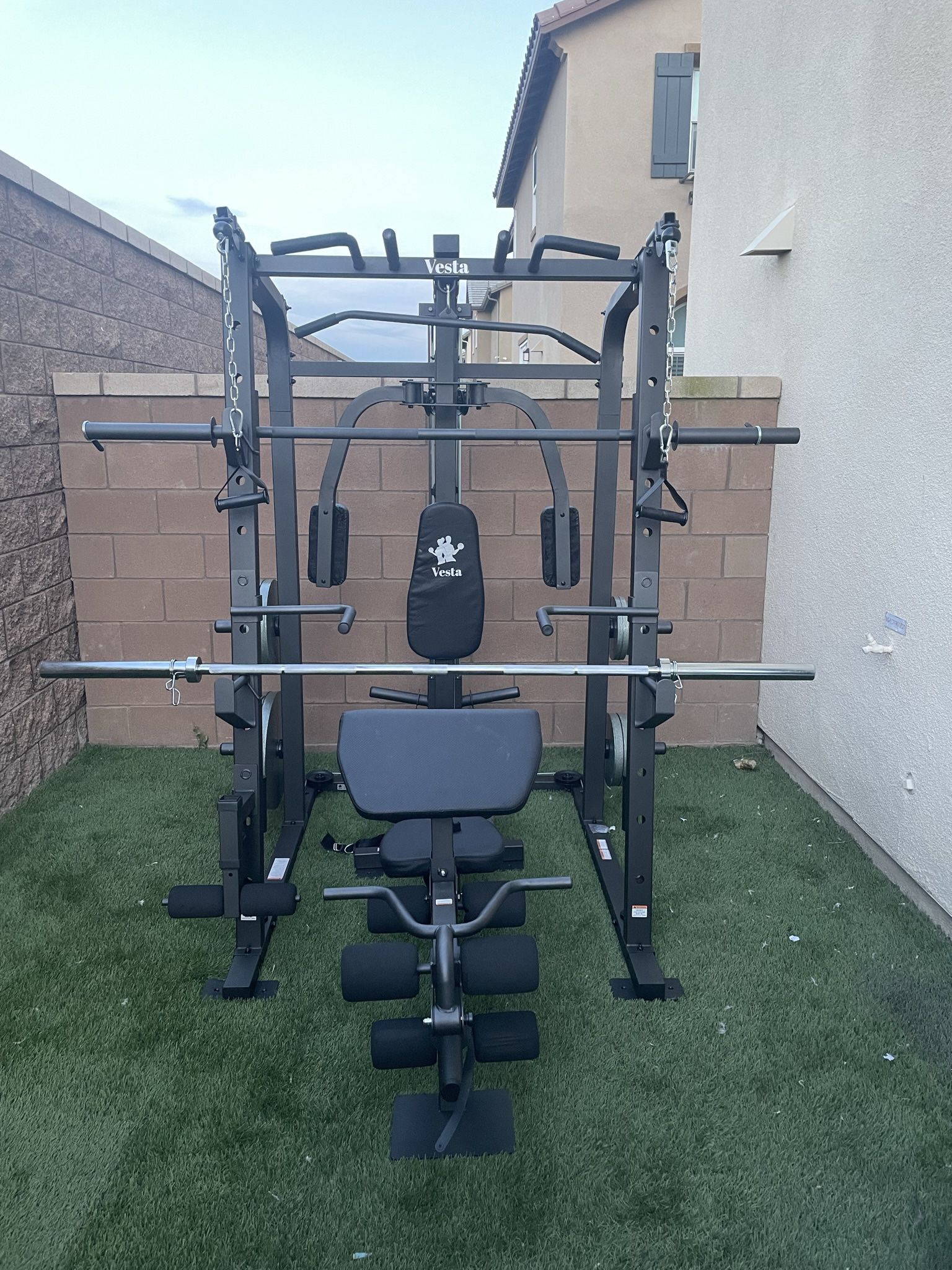 Vesta Fitness Smith Machine 1001 w/Bench Attachment | 245lb Cast Iron ...