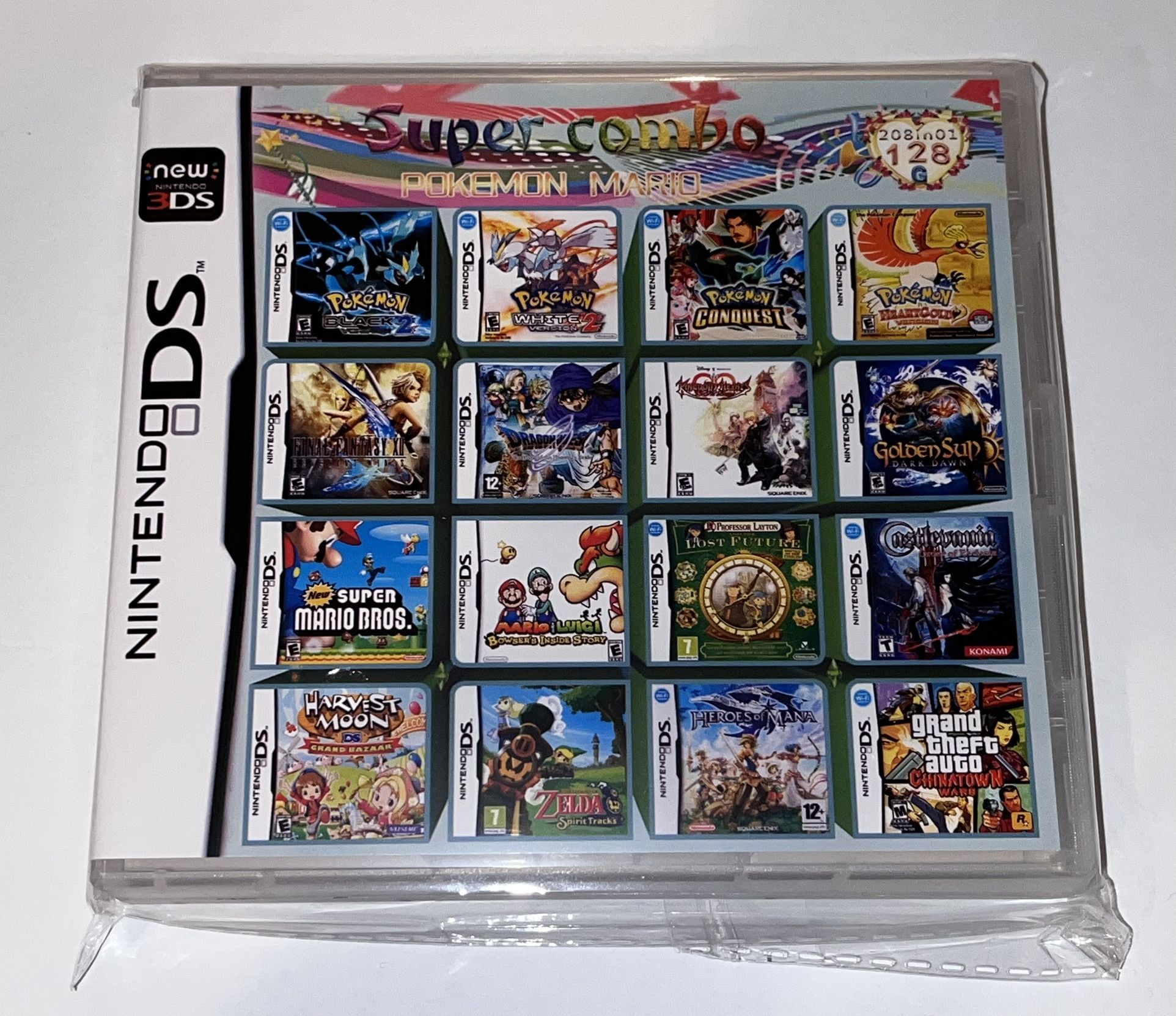 208 in 1 Games Cartridge Multicart for Nintendo DS 3DS 2DS DSI(Pokemon ...
