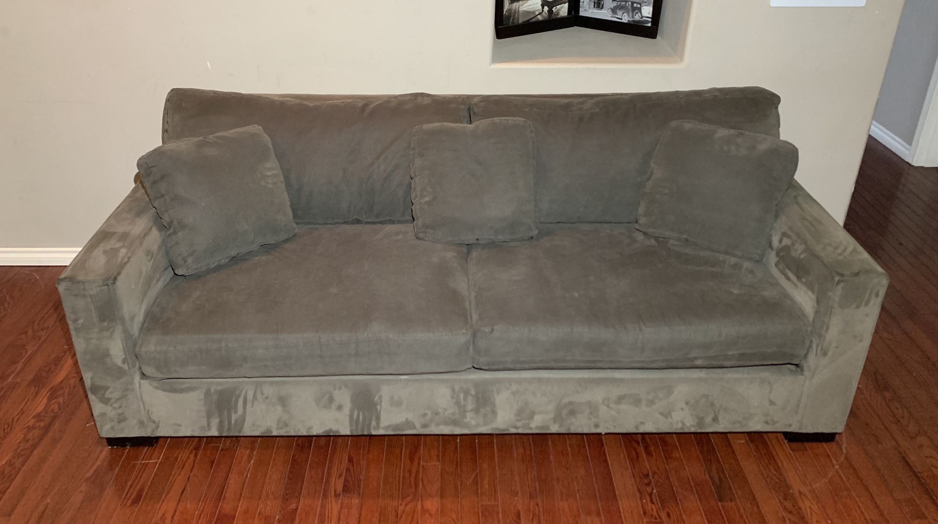 Gray Fabric Wide 2-Seat Track Arm Couch for Sale in West Linn, OR - OfferUp