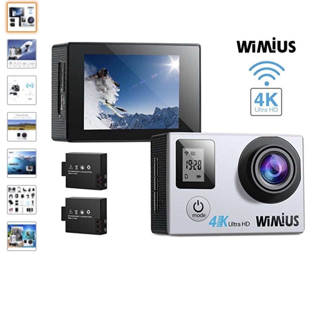 WiMiUS Action Camera 4K 16MP Dual Screen 131 Feet Underwater Camcorders ...