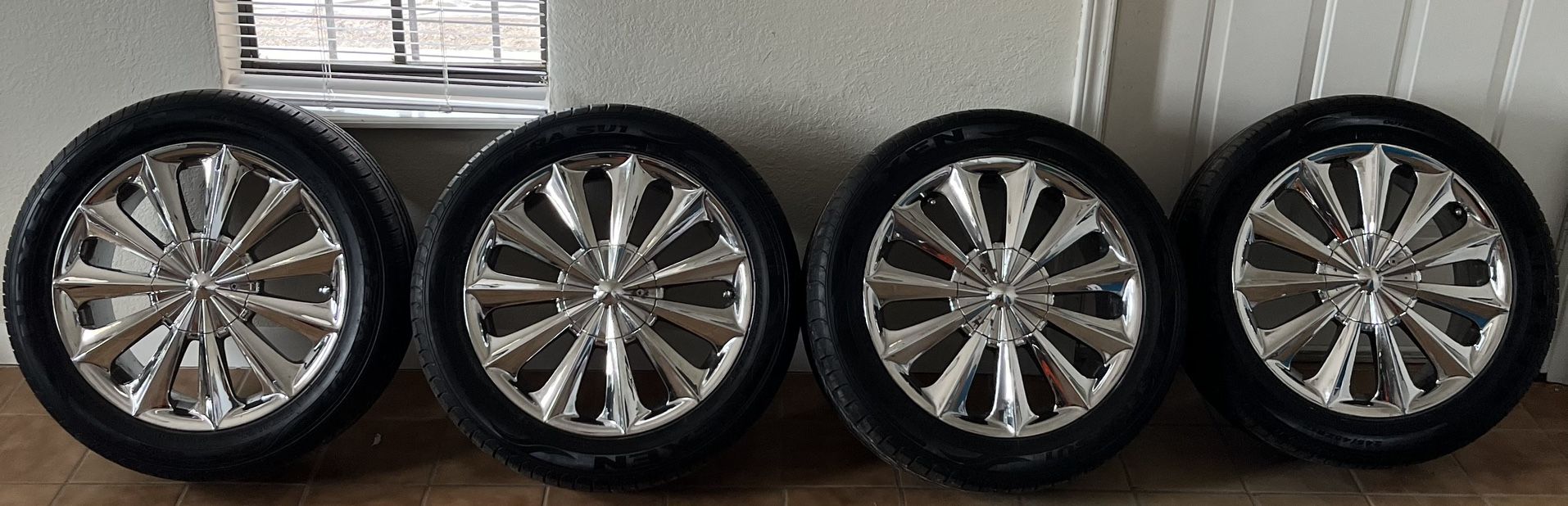 Chrome Wheels And Tires 17in SET OF FOUR For GM Cars. Fits Chevrolet ...