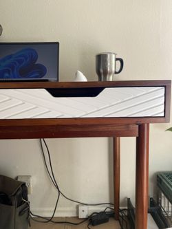 Touraco wood writing desk with carved drawers brown store