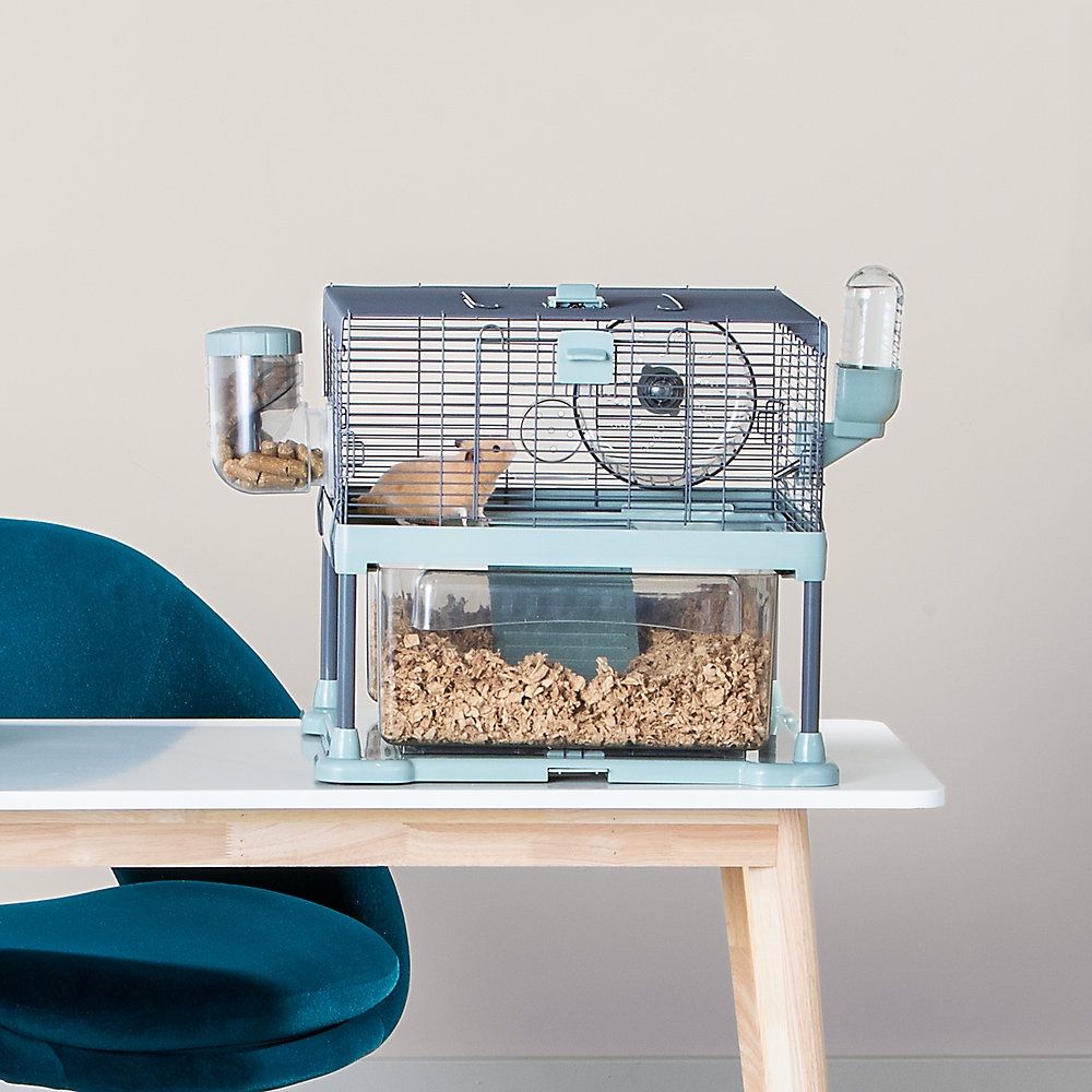 Full Cheeks Quick Clean Small Pet Habitat - Includes Cage, Wheel, Food ...