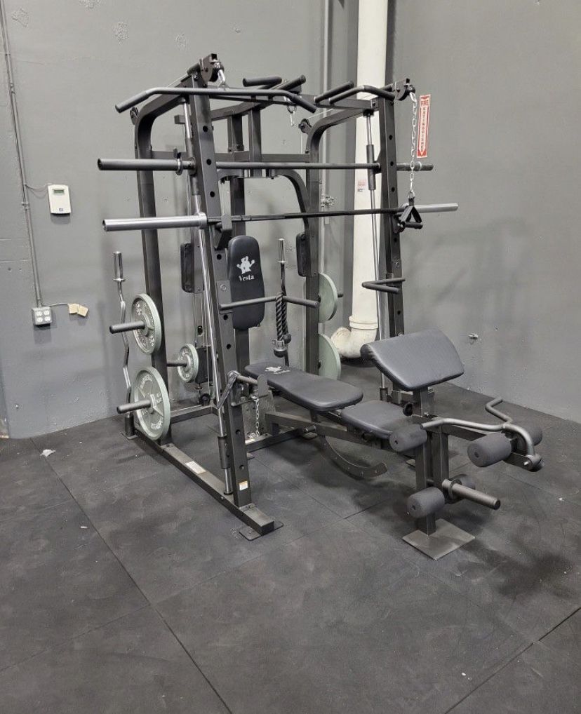 SMITH MACHINE/ PULLEY SYSTEM/ SQUAT RACK/ BENCH/ WEIGHTS/ BARBELL/ GYM ...
