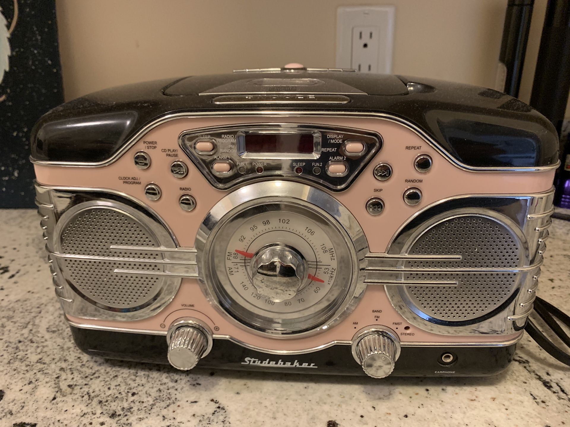 Pink and black studebaker radio CD player retro style music for Sale in ...