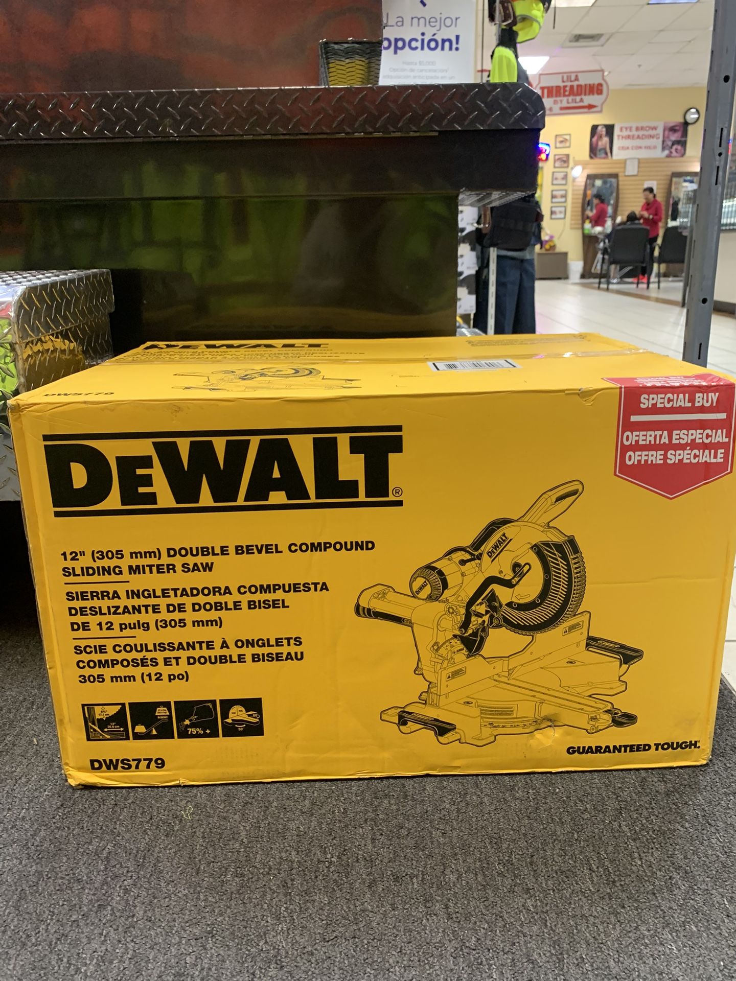 Dewalt 15 Amp Corded 12 in. Double Bevel Sliding Compound Miter Saw, Blade Wrench and Material ...