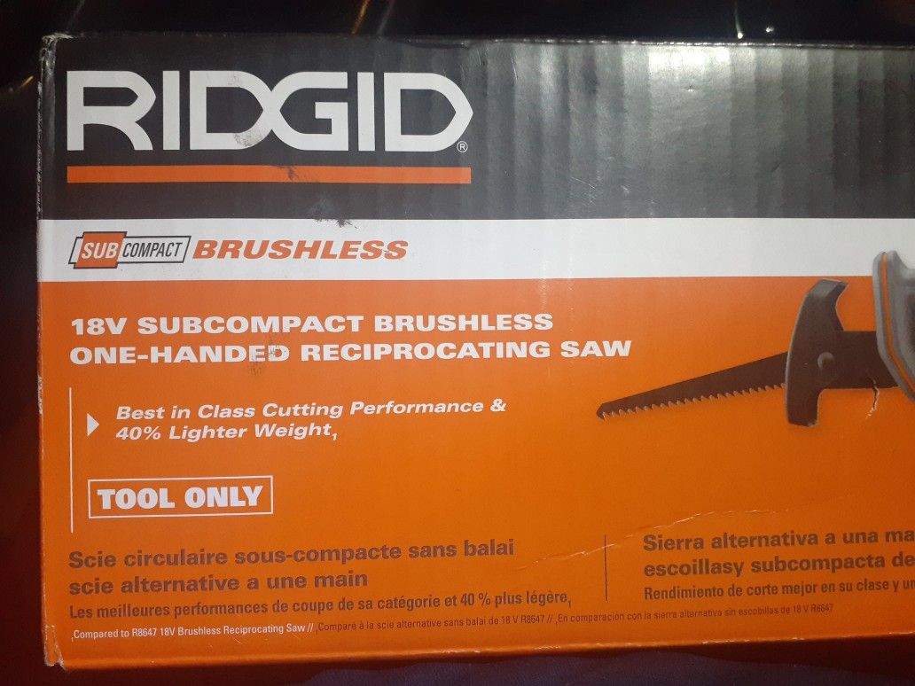 RIGID 18V SUB COMPACT BRUSHLESS ONE HANDED RECIPROCATING SAW - BRAND ...