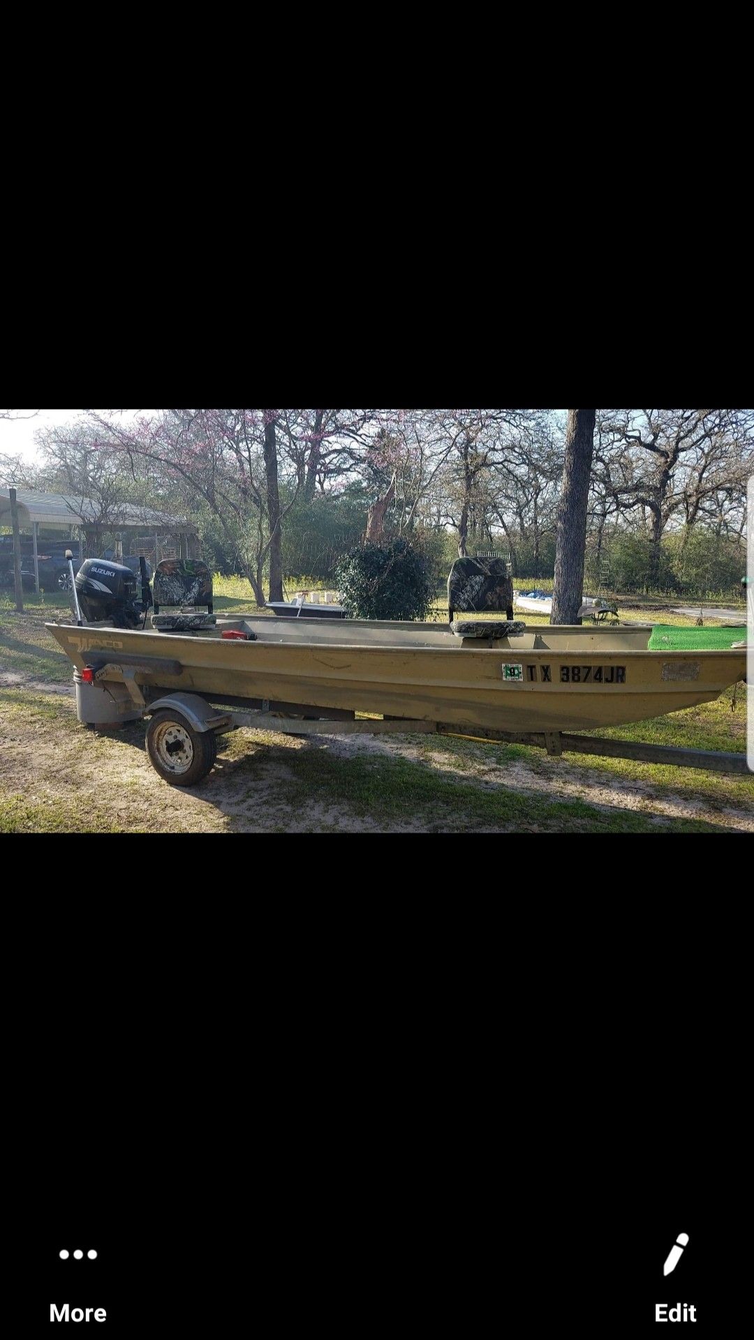 14.6 foot waco vhull job boat with 15hp Suzuki tiller motor for Sale in ...