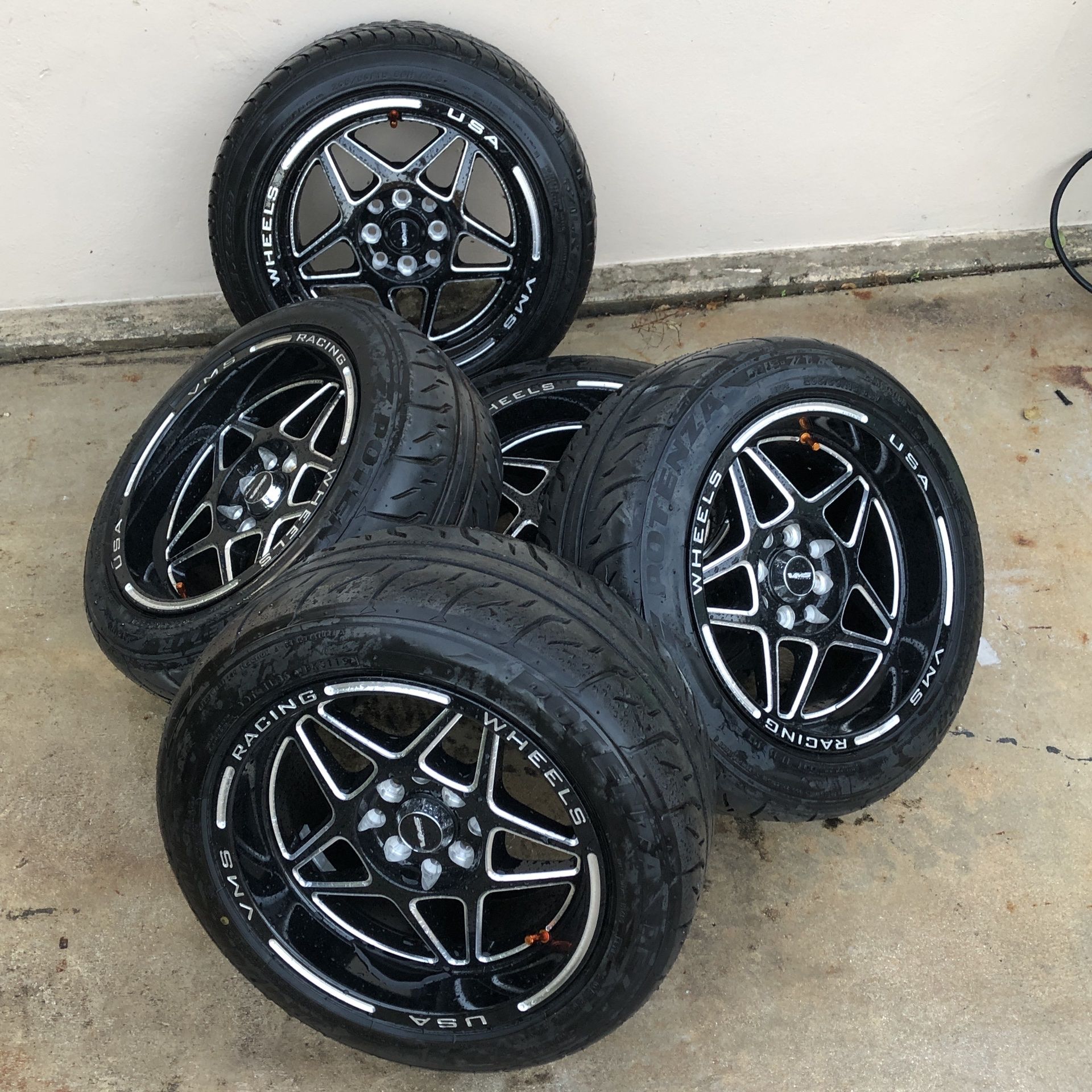 x5 VMS Racing Delta Wheels Tires 15x8 4x100/114 Bridgestone Potenza ...