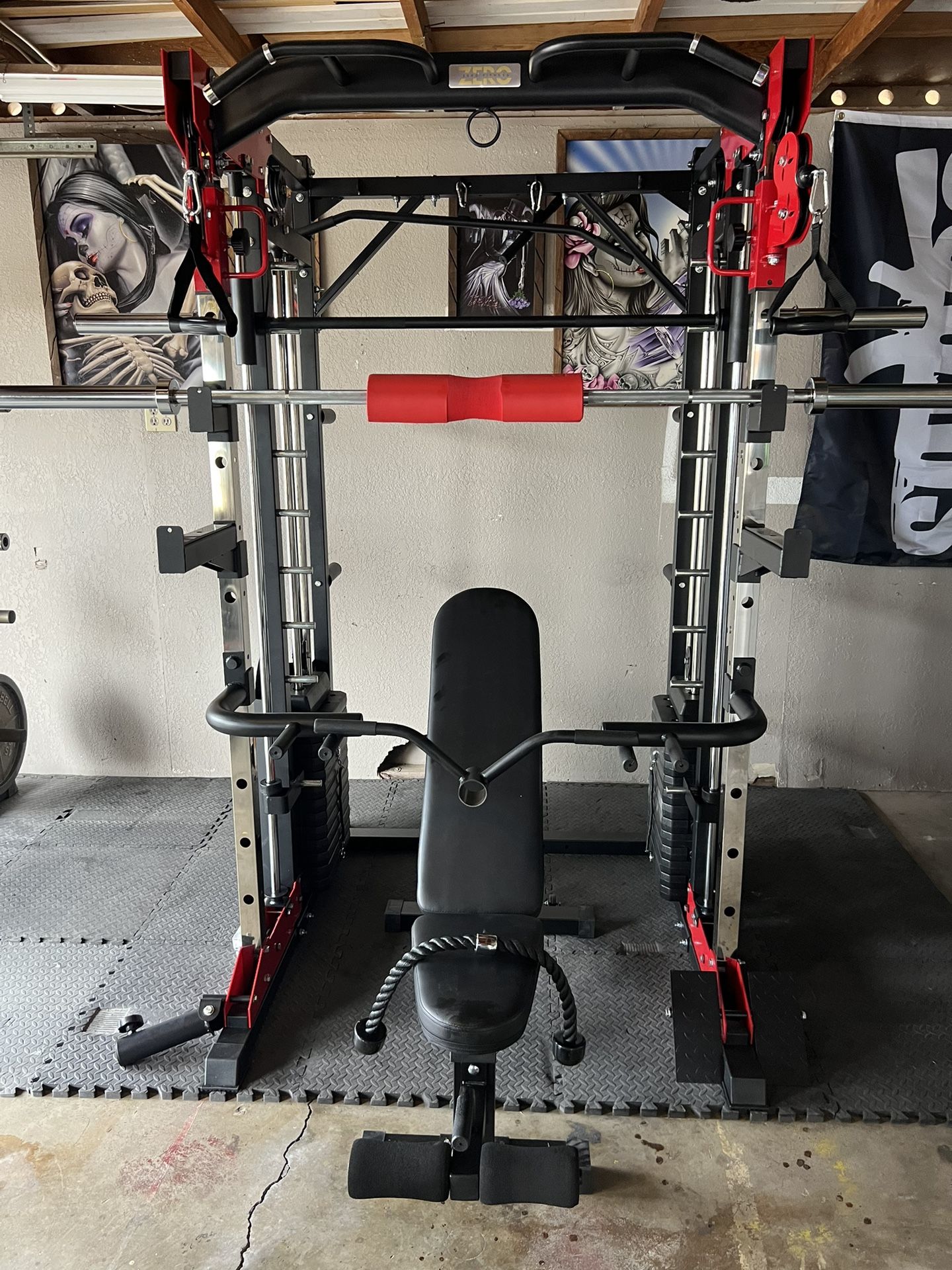 Smith Machine 200 | Adjustable Bench | 245lb Cast Iron Olympic Weights ...