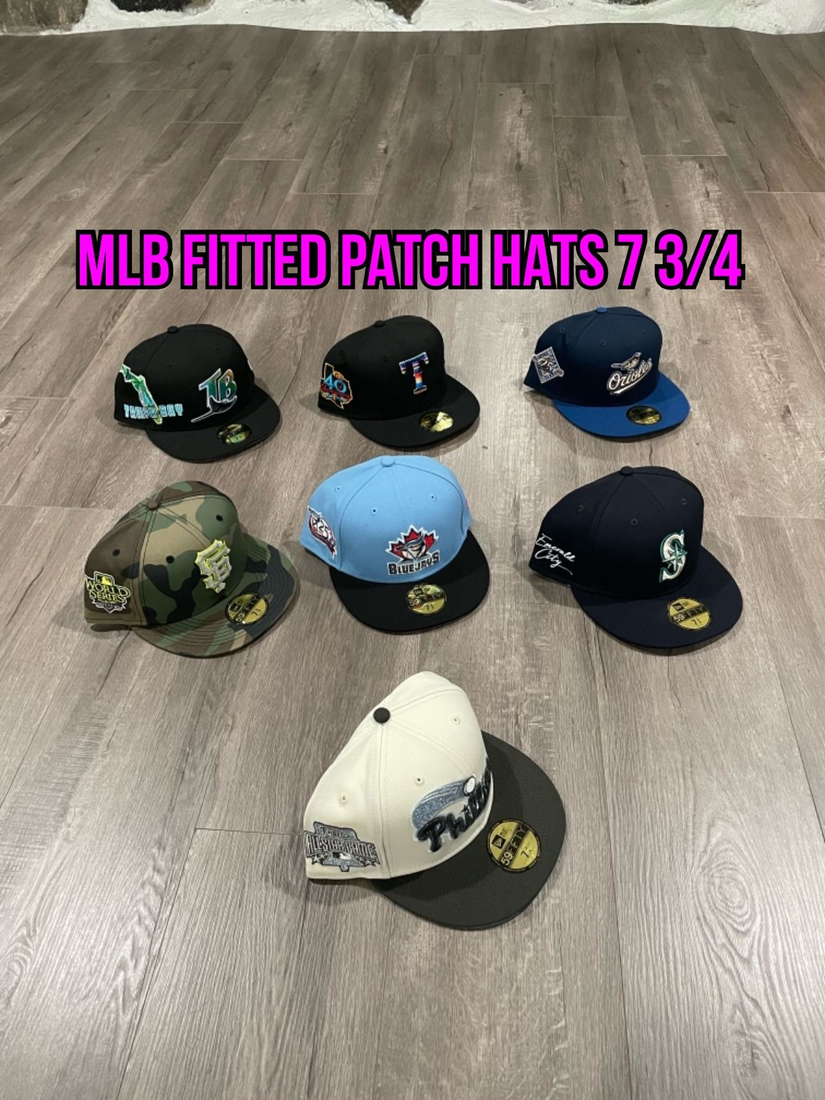 MLB New Era Patch UV 59fifty Fitted Hats Size 7 3/4 Many Teams To ...