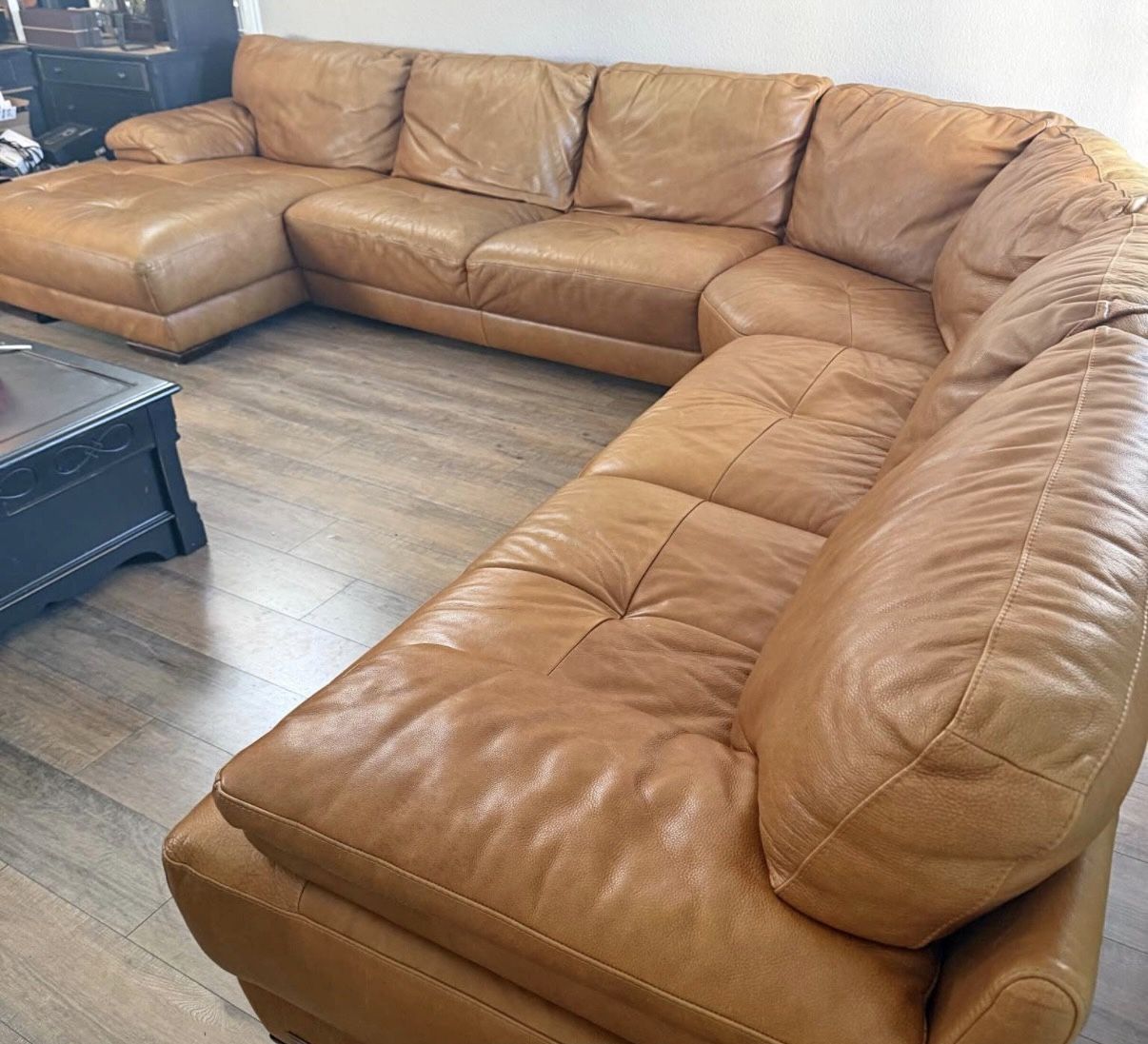 4-Piece Genuine Leather Natuzzi Chase Sectional for Sale in Chandler ...