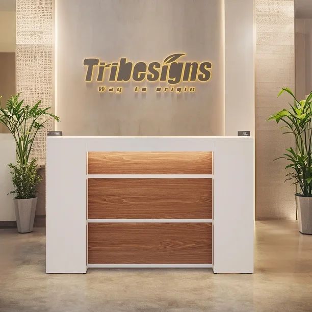 Tribesigns Modern Reception Desk with LED Lights, 63 Inches Front ...