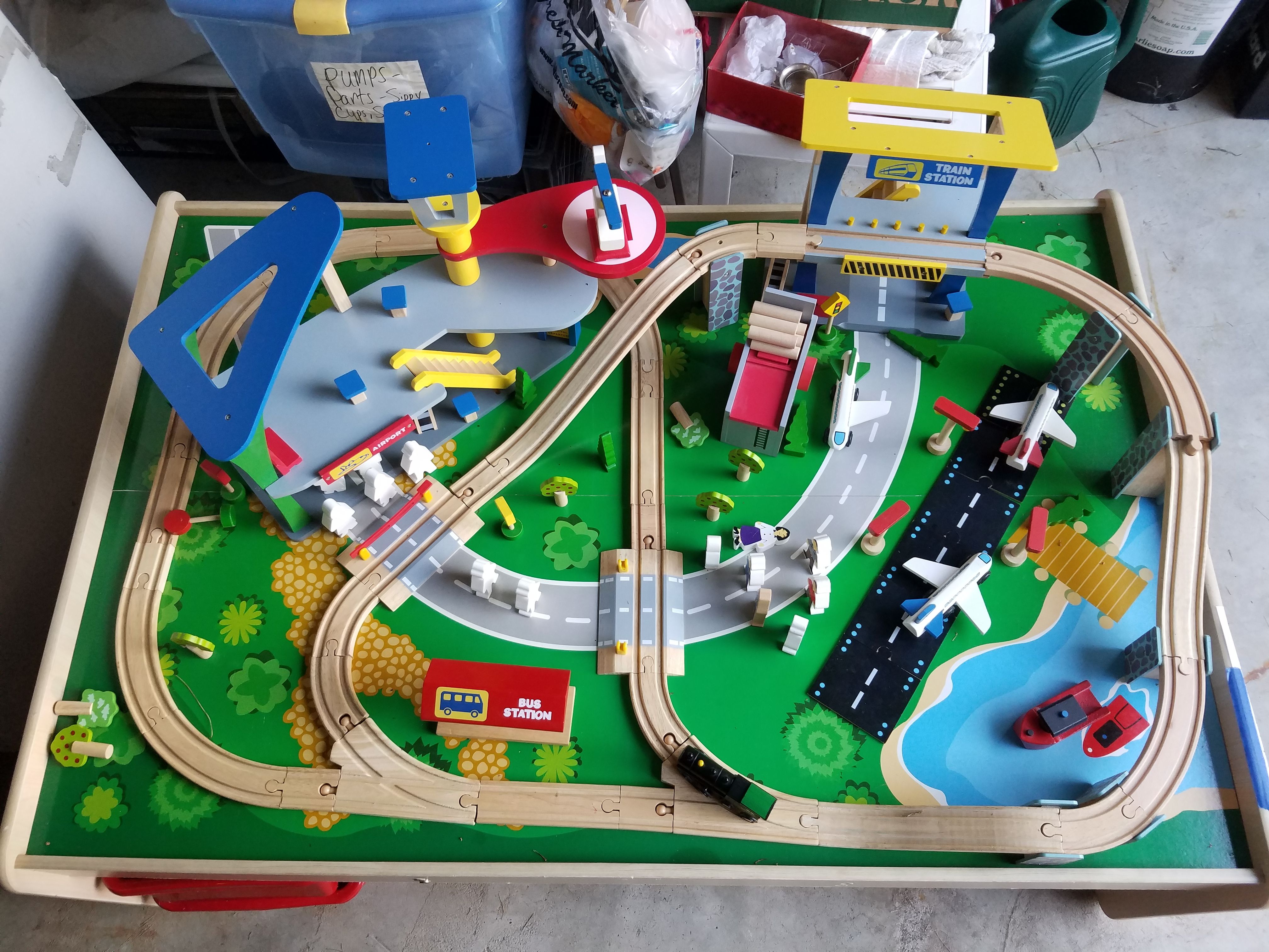 Wooden Train Set Table