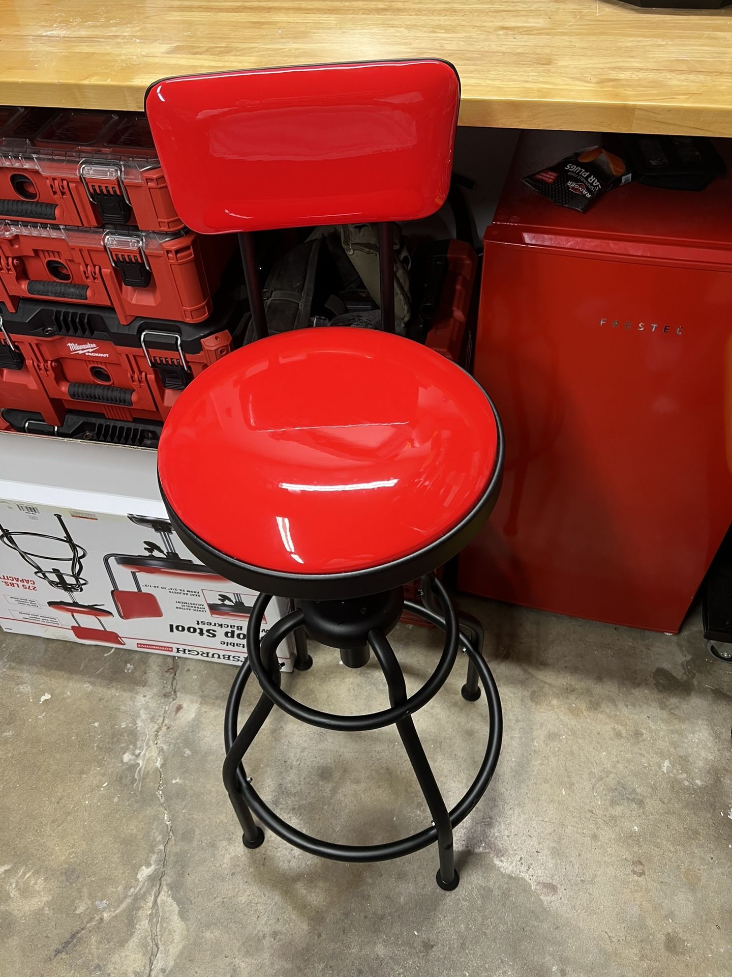 PITTSBURGH Adjustable Shop Stool with Backrest, Red for Sale in ...