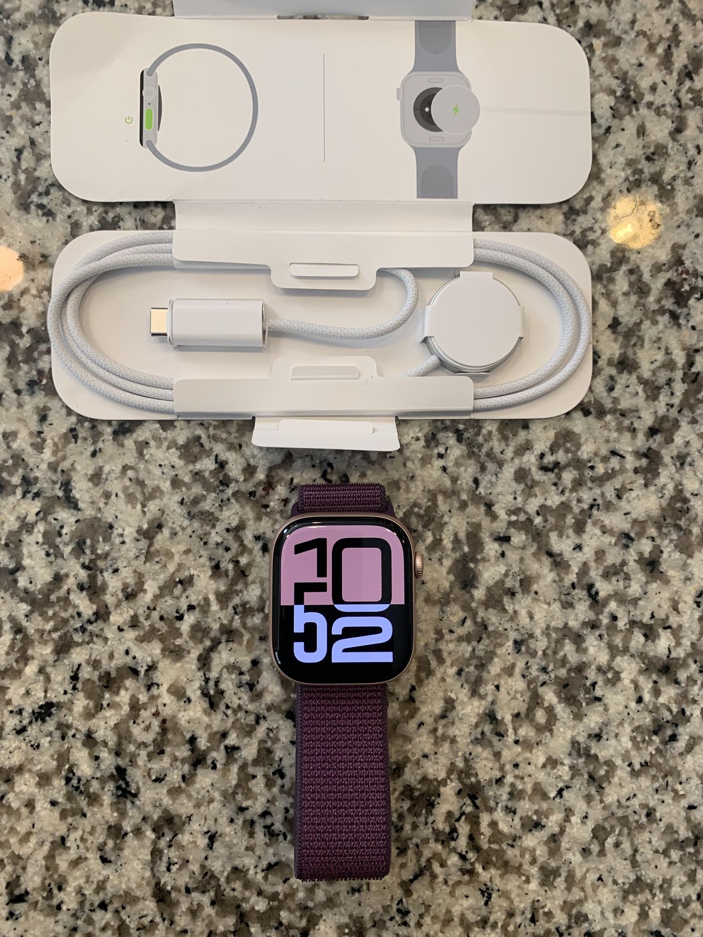 Apple Watch Series 10 GPS 46mm - Rose Gold Aluminum Case with Plum Sport Loop - Brand New for ...