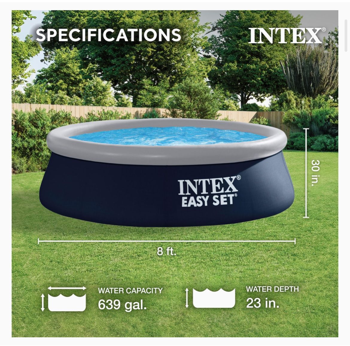 Intex 8ft x 30in Pool! Easy set up with pump for Sale in West Babylon ...